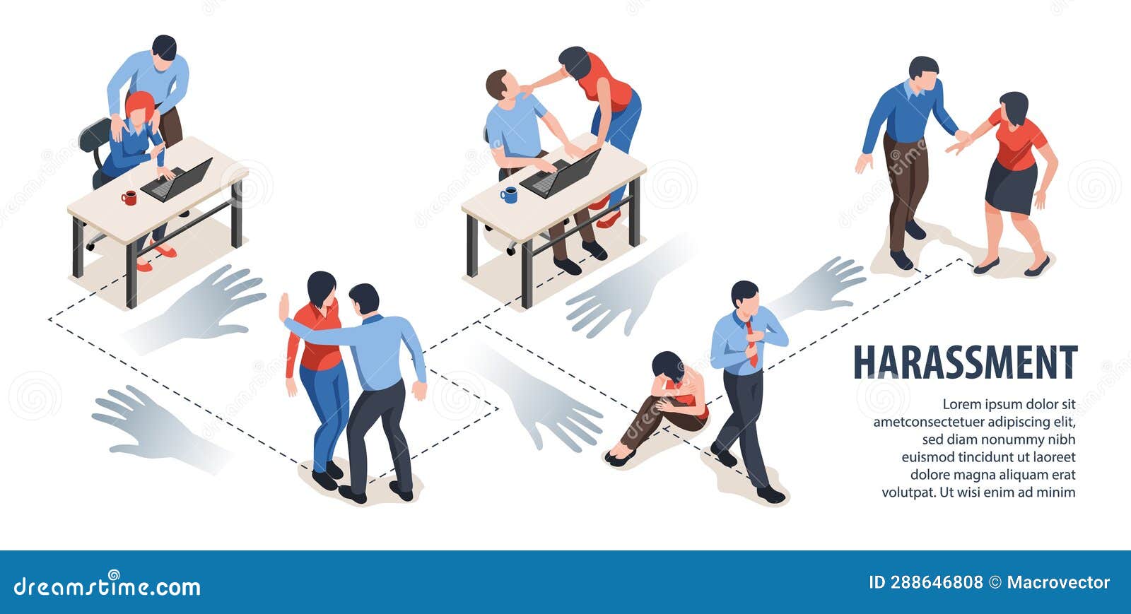 Harassment Isometric Infographic Stock Vector - Illustration of layout ...