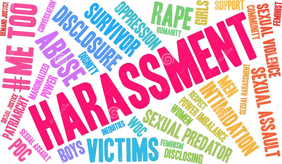 Harassment Word Cloud stock illustration. Illustration of feminism ...