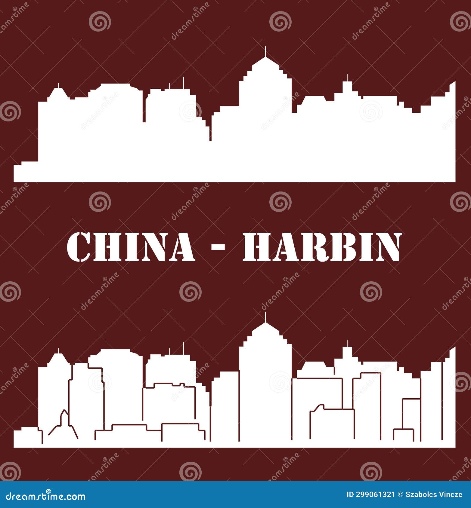 Harbin, China City Silhouette Stock Vector - Illustration of outlook ...