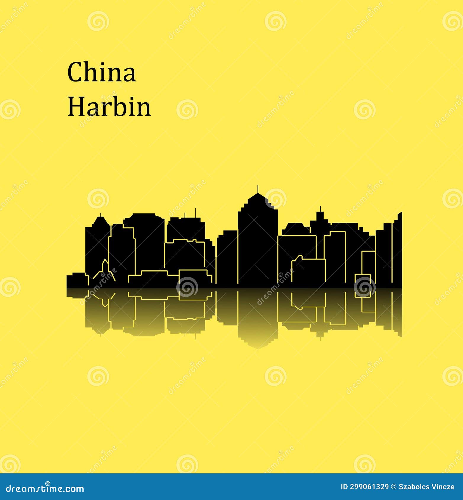 Harbin, China City Silhouette Stock Illustration - Illustration of ...