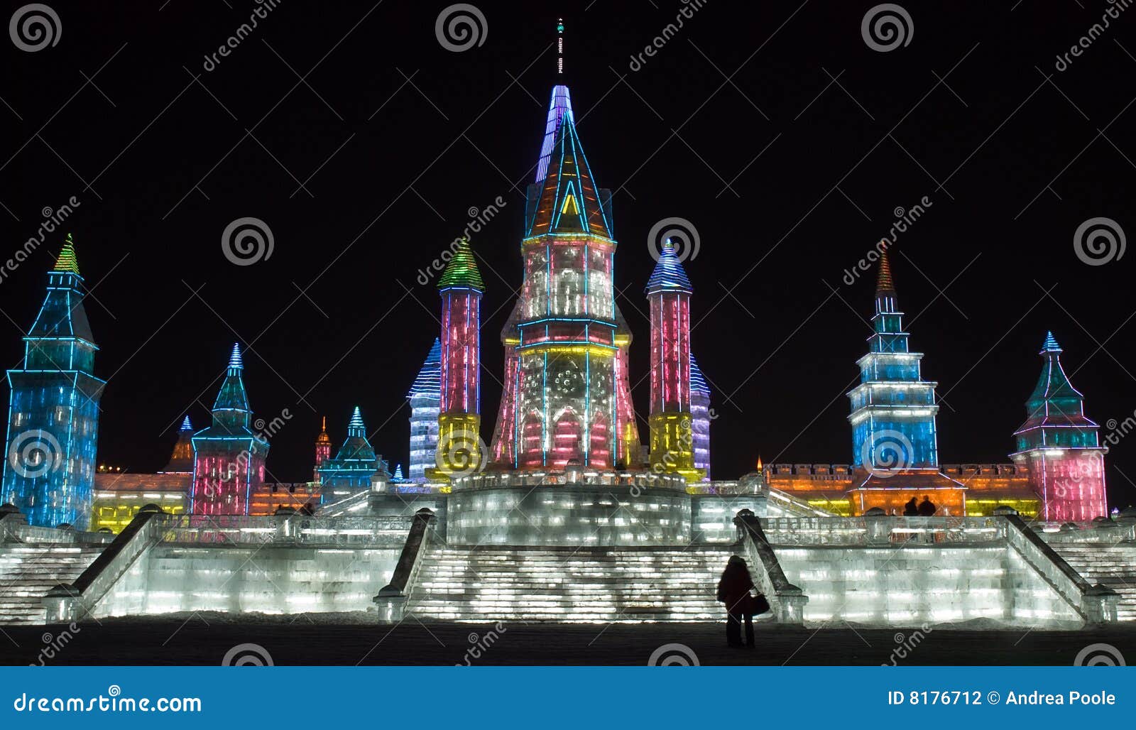 Harbin Ice City stock photo. Image of night, neon, china - 8176712