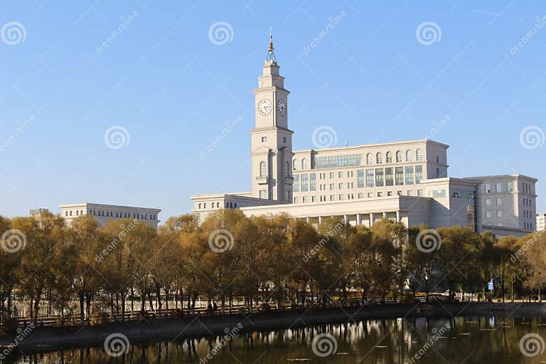 Harbin Normal University`s Main Build with the Clock Bell Stock Image ...