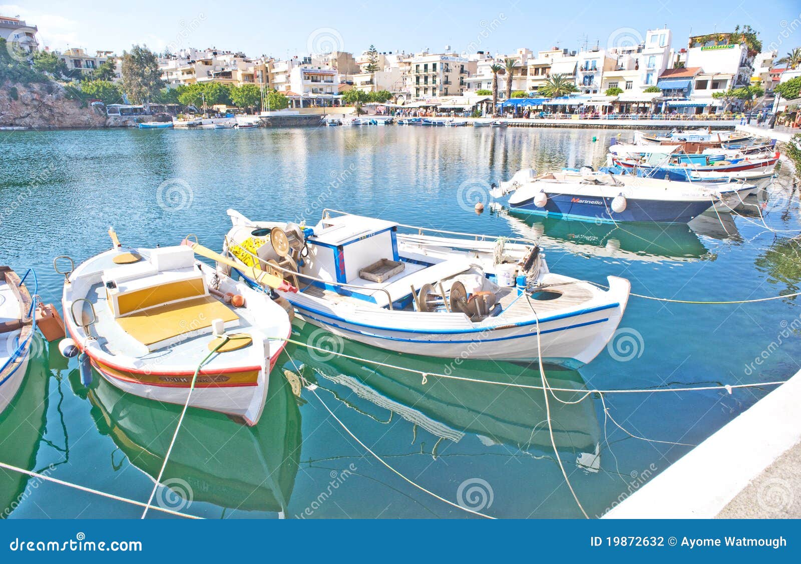 Harbor at Agios Nikolaos, Crete. Editorial Photography - Image of ...