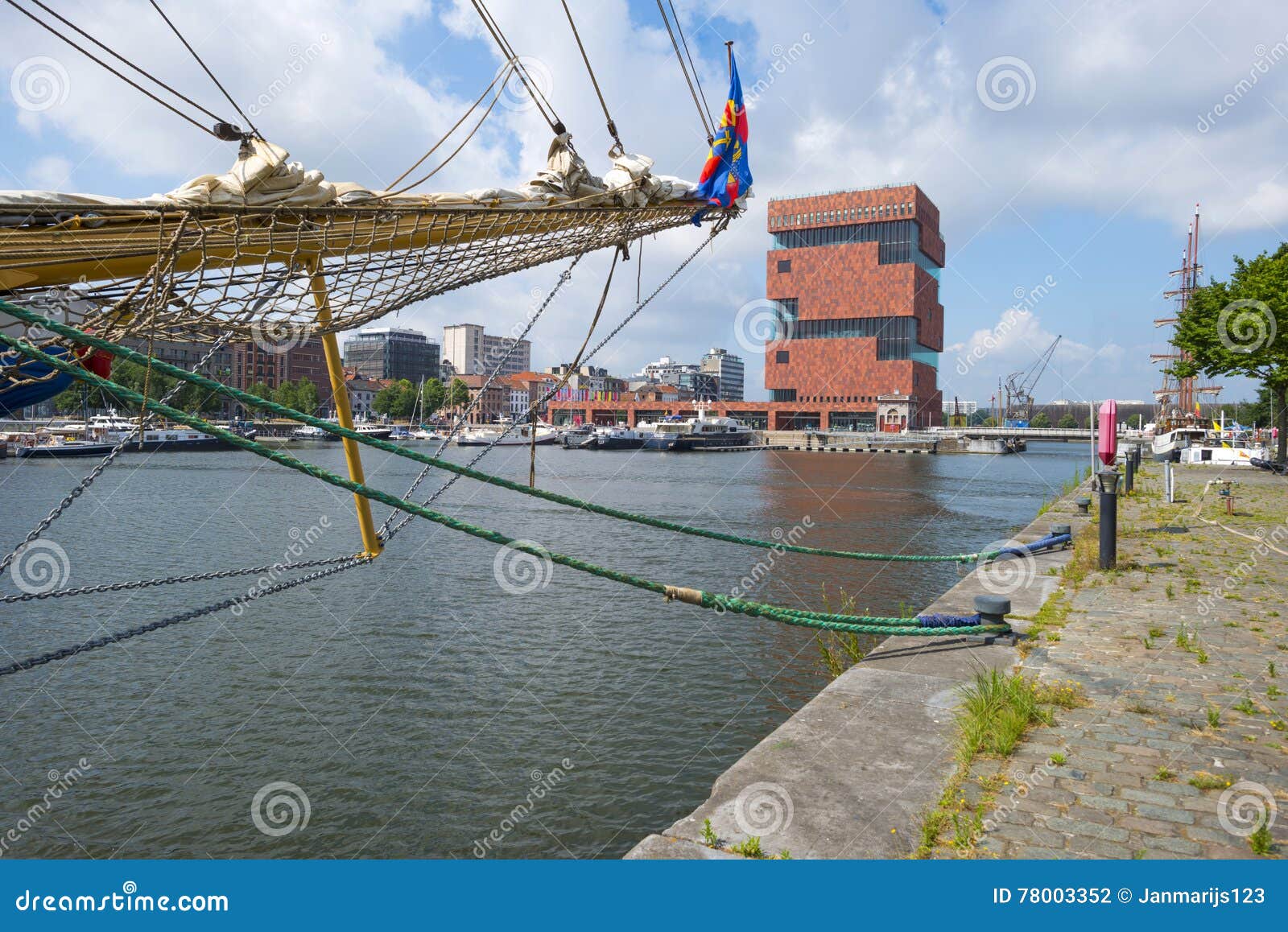Harbor of Antwerp in Sunlight Stock Photo - Image of quay, blue: 78003352