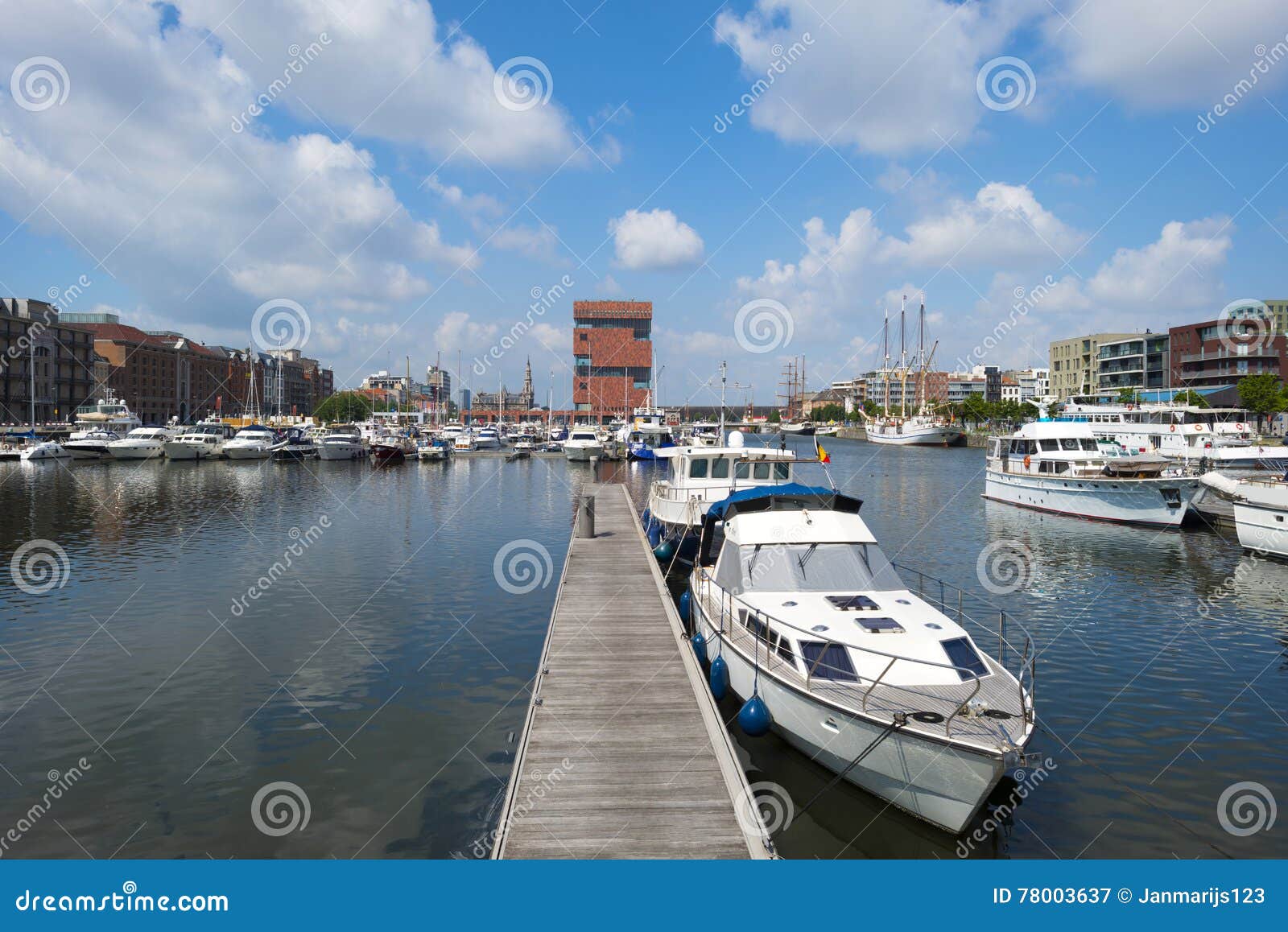 Harbor of Antwerp in Sunlight Stock Image - Image of water, town: 78003637