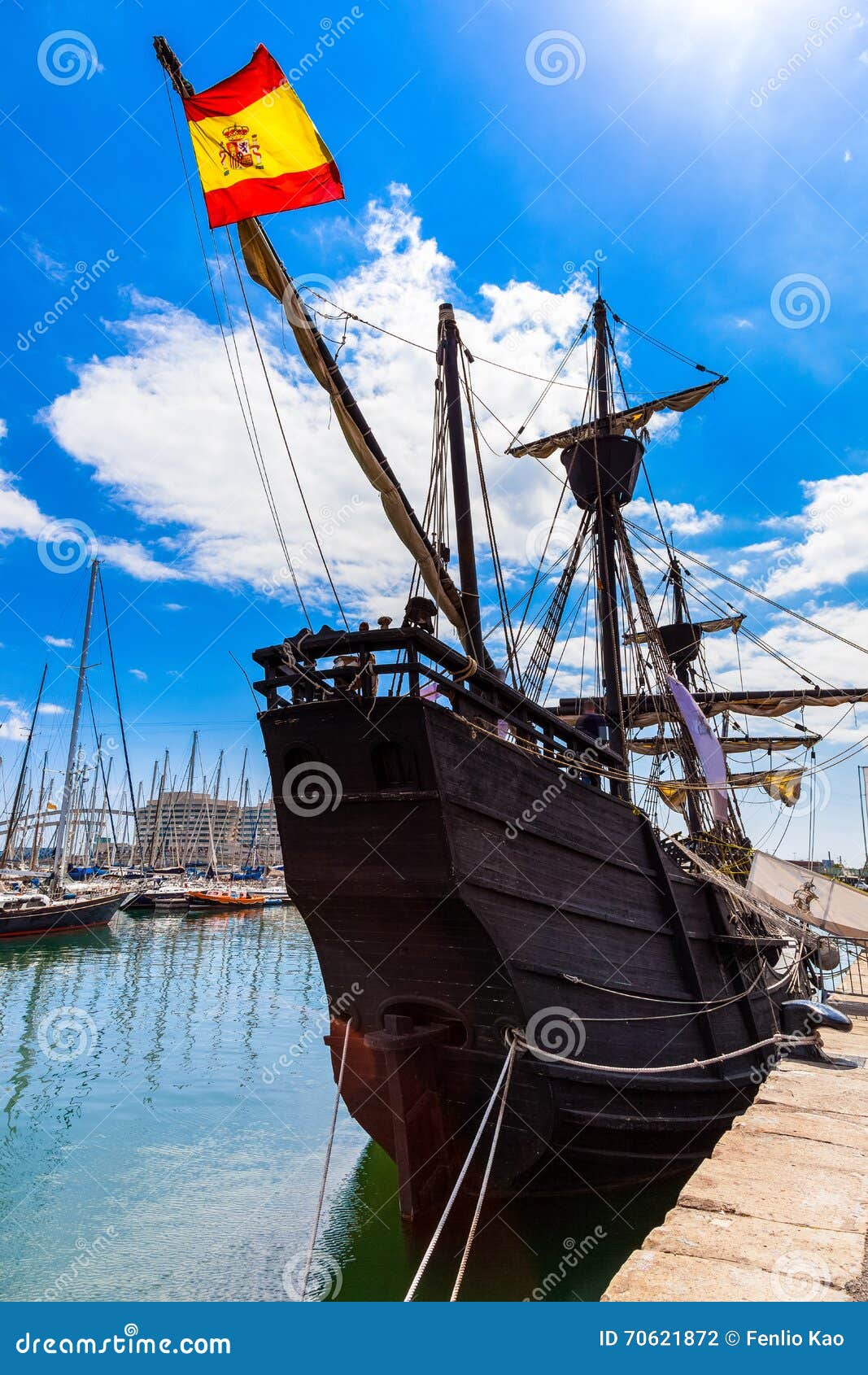 Harbor in Barcelona, Spain stock photo. Image of blue - 70621872
