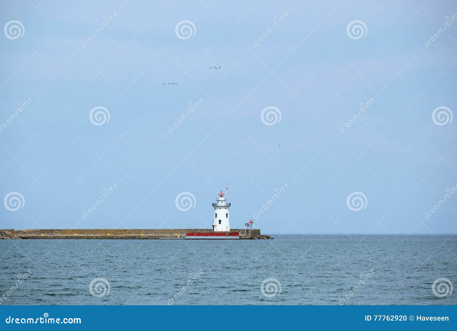 Harbor Beach Lighthouse, Built in 1858 Stock Photo - Image of shore ...