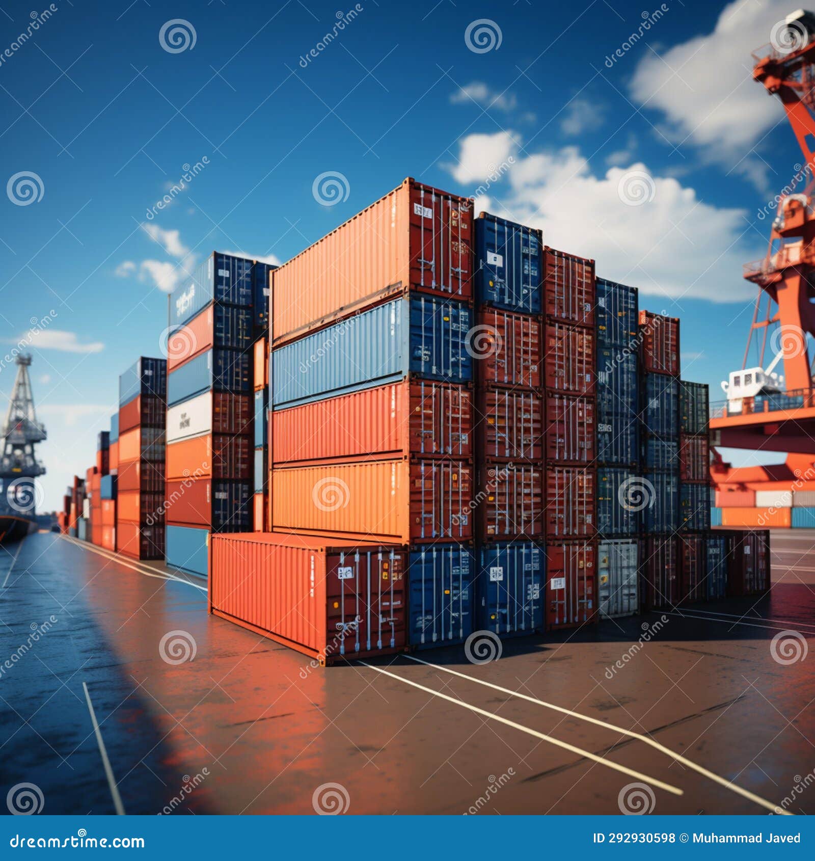 Harbor Container Display Stacked Cargo Containers Aboard Ship, Port ...