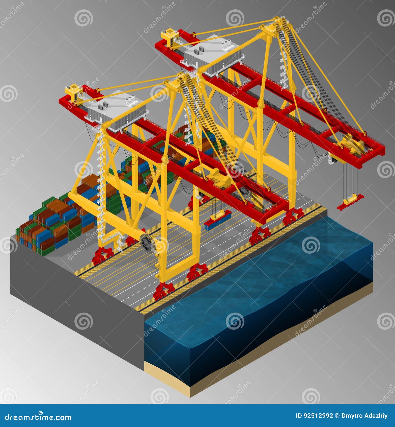 Harbor Container Gantry Crane. Vector Illustration | CartoonDealer.com ...