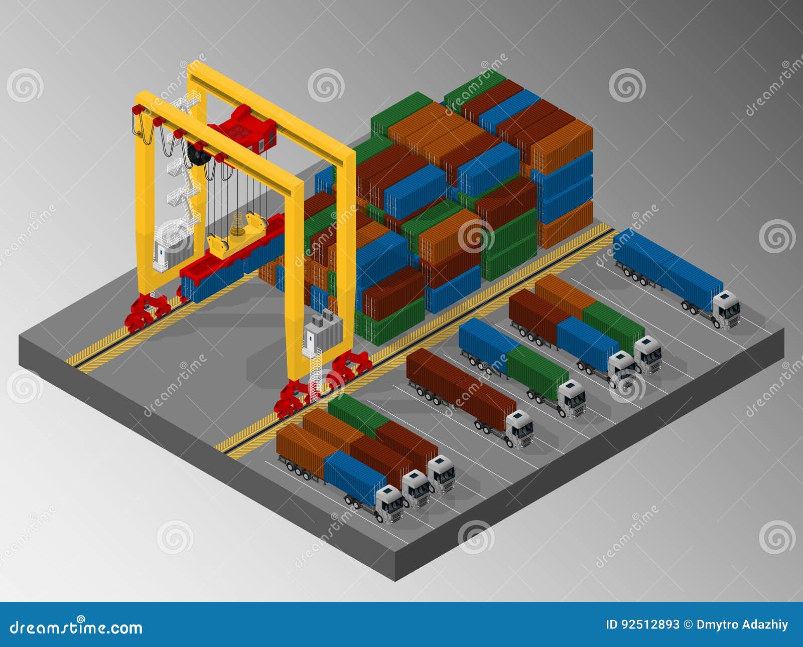 Harbor Container Gantry Crane. Cartoon Vector | CartoonDealer.com #92512939