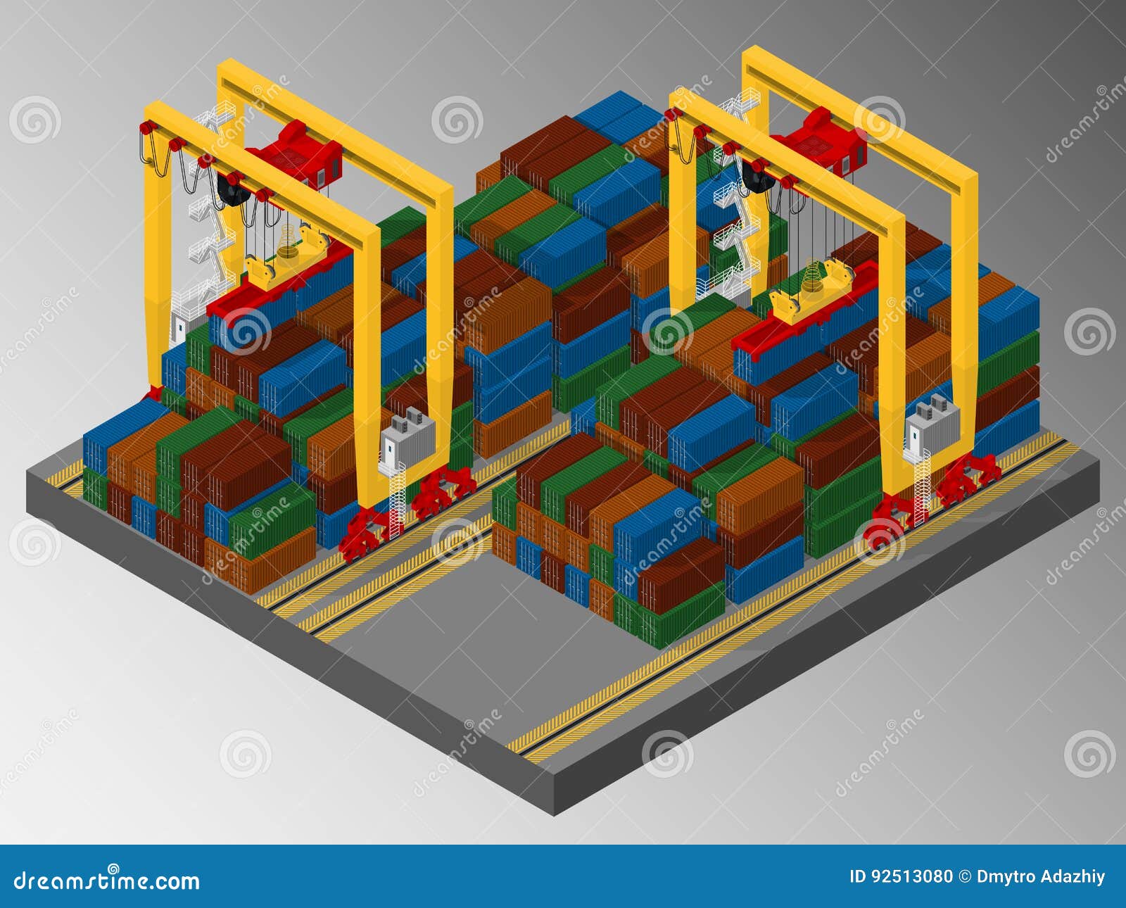 Harbor Container Gantry Crane. Cartoon Vector | CartoonDealer.com #92512939