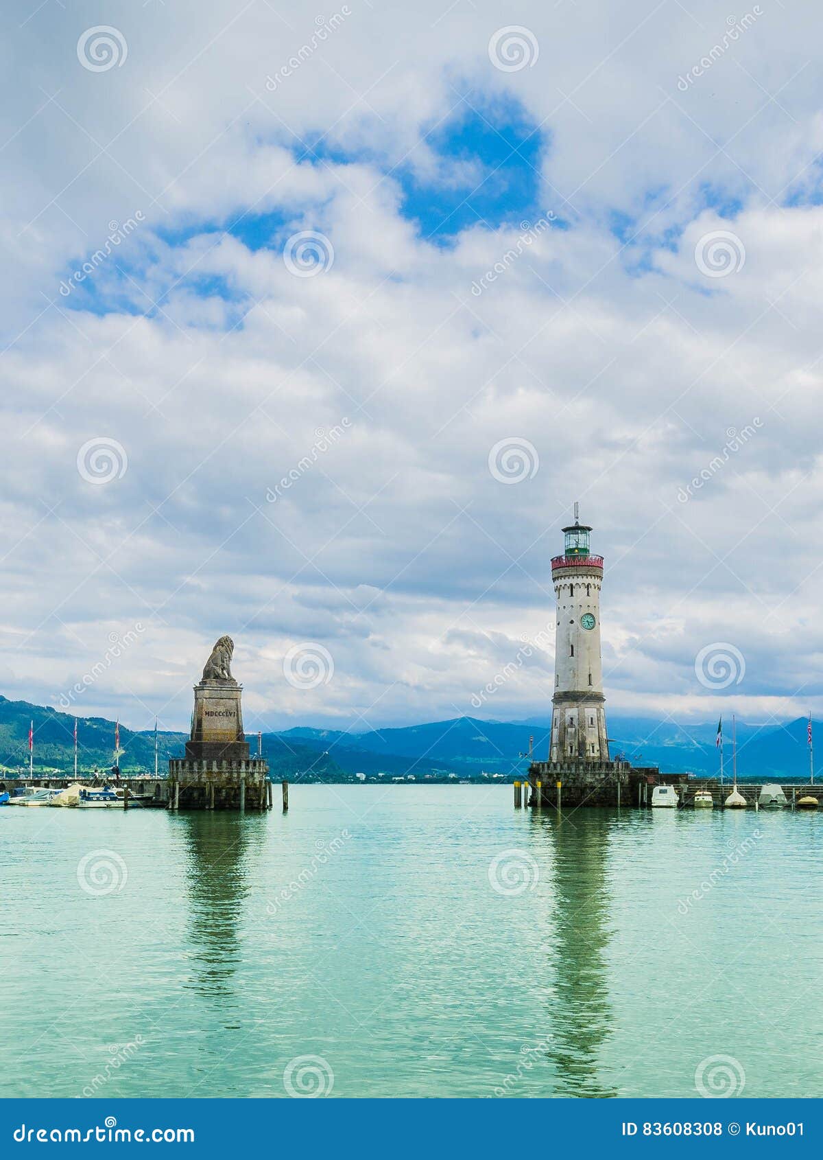 Harbor Entrance with Lighthouse and Lion Stock Photo - Image of ...