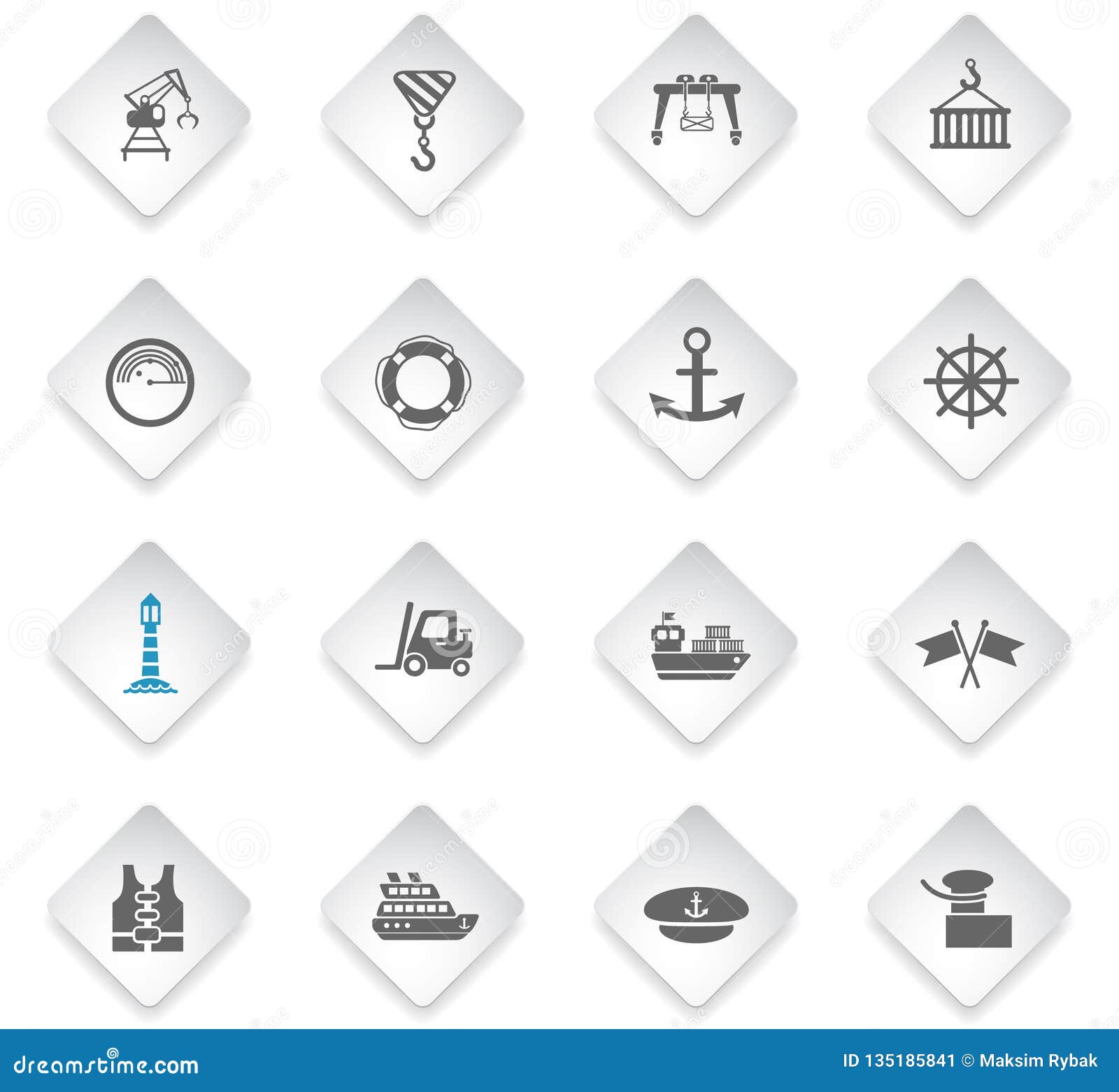 Harbor icon set stock vector. Illustration of jacket - 135185841