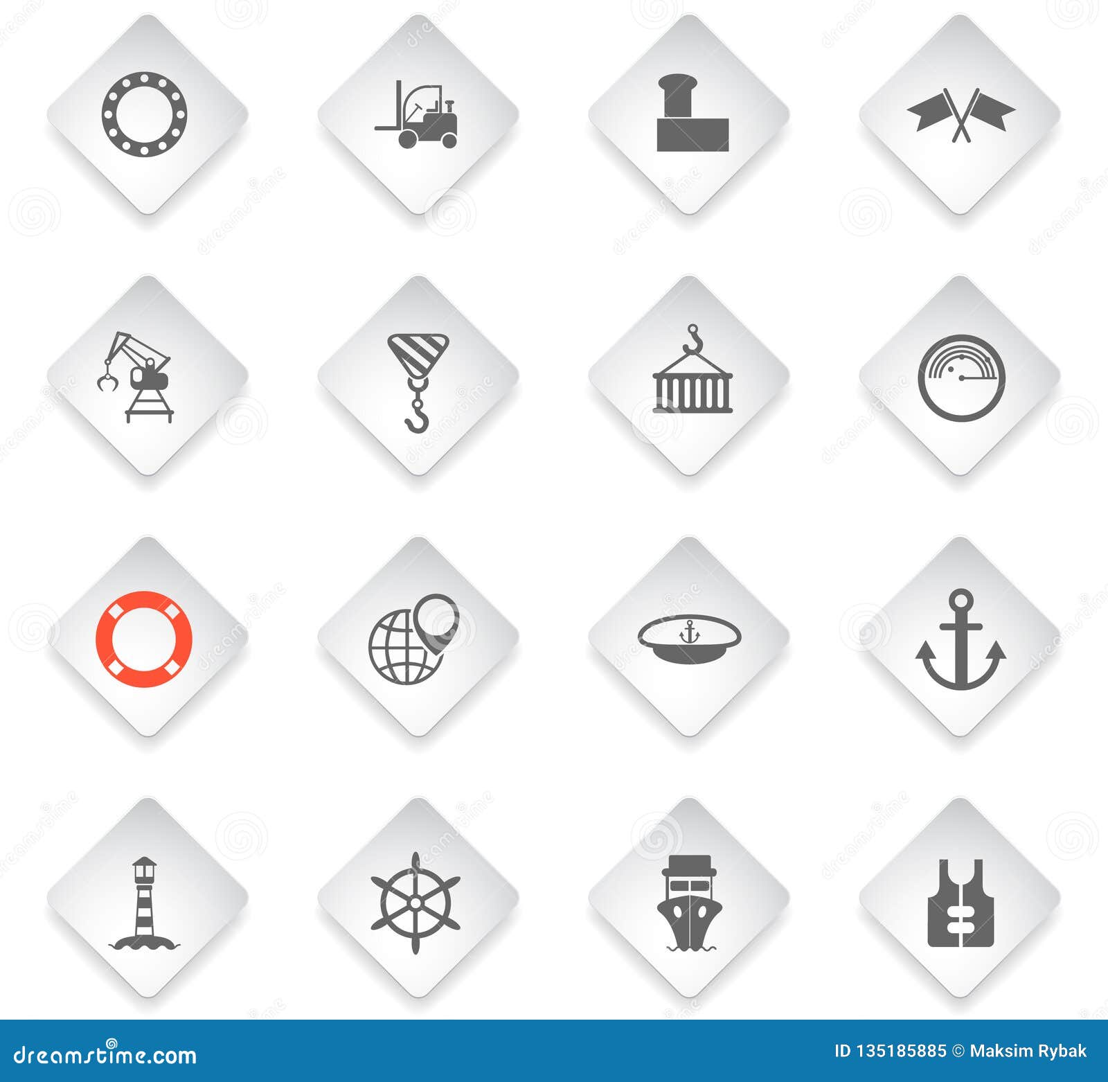 Harbor icon set stock vector. Illustration of symbol - 135185885