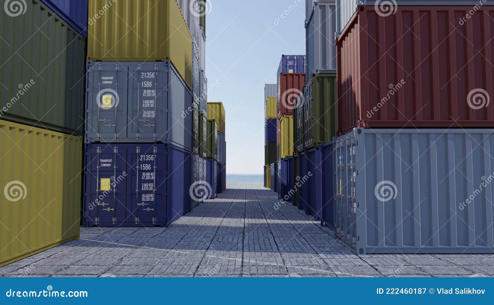 Harbor Freight Tools. Stack of Containers in a Dock Stock Illustration ...