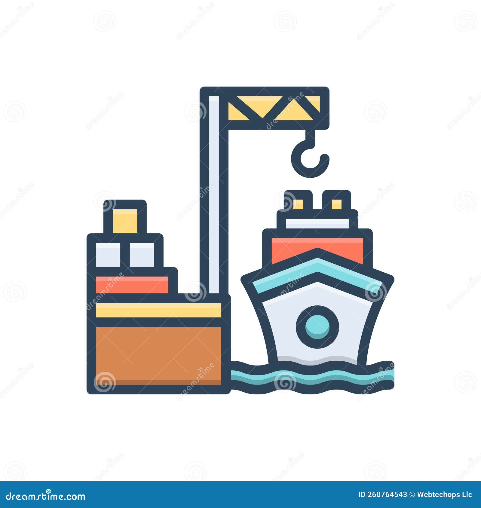 Color Illustration Icon for Harbor, Port and Dockyard Stock ...