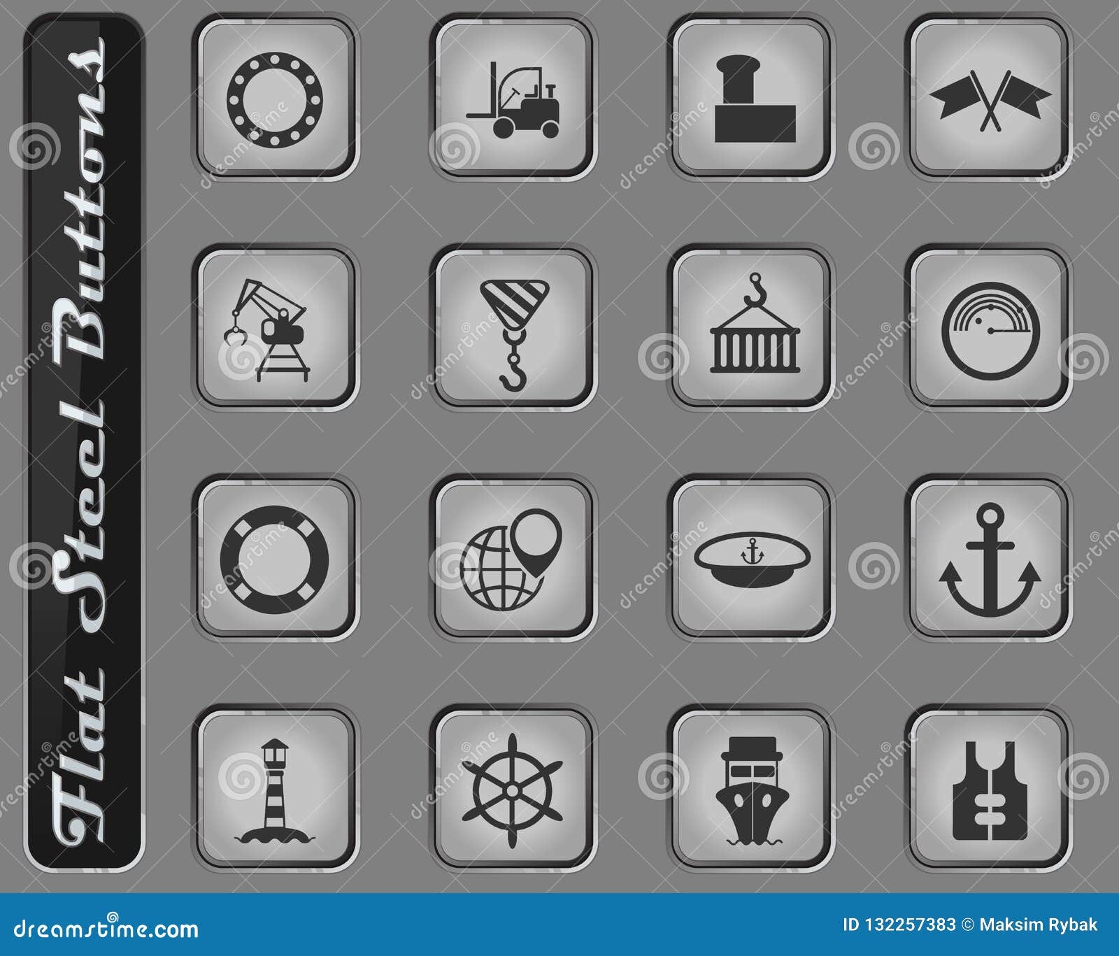 Harbor icon set stock vector. Illustration of hook, planet - 132257383