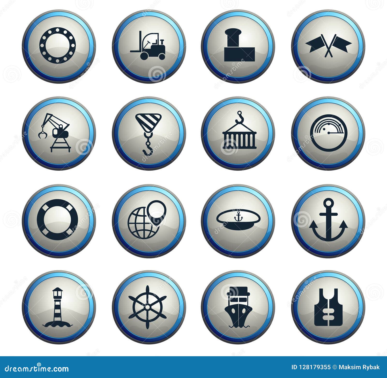 Harbor icon set stock vector. Illustration of symbol - 128179355