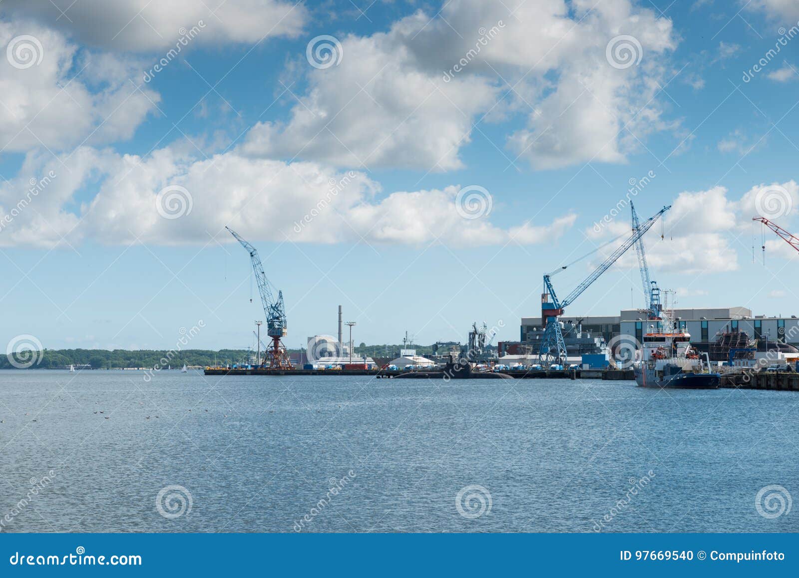 Harbor of Kiel in germany stock photo. Image of shipyard - 97669540