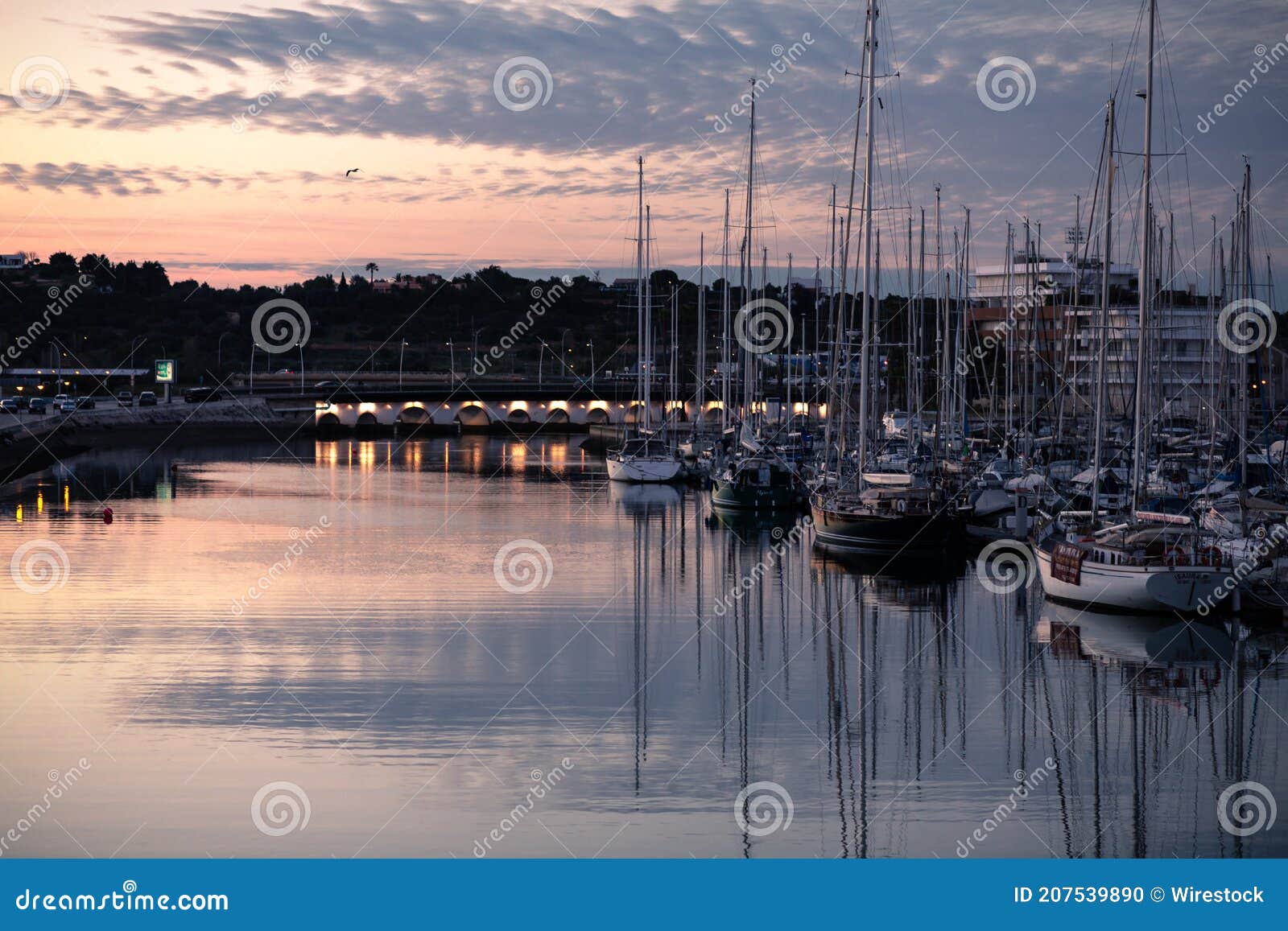 Harbor in Lagos at sunset stock photo. Image of boat - 207539890