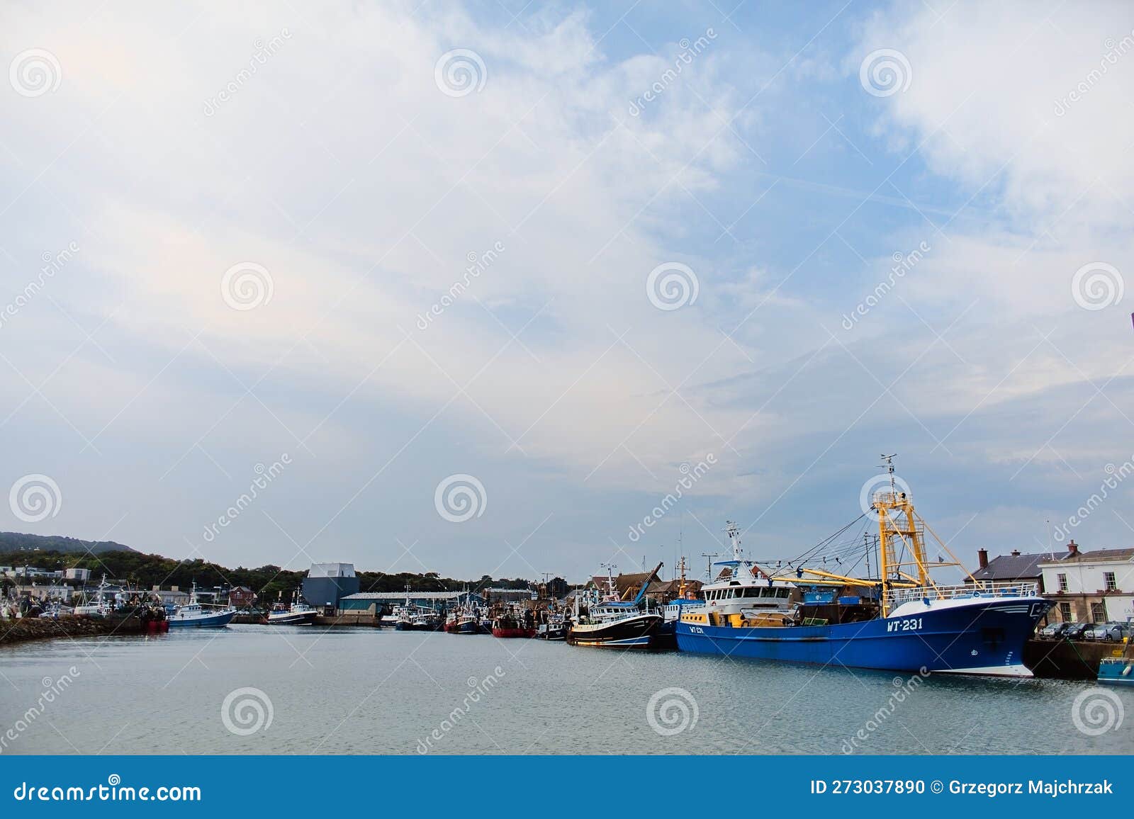 Ships in Harbor and Marina in Cloudy Day in Howth, Dublin, Ireland ...