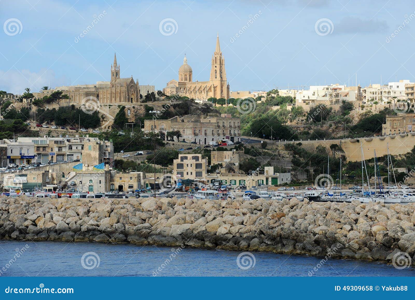 Harbor Mgarr stock photo. Image of lourdes, summer, gozo - 49309658