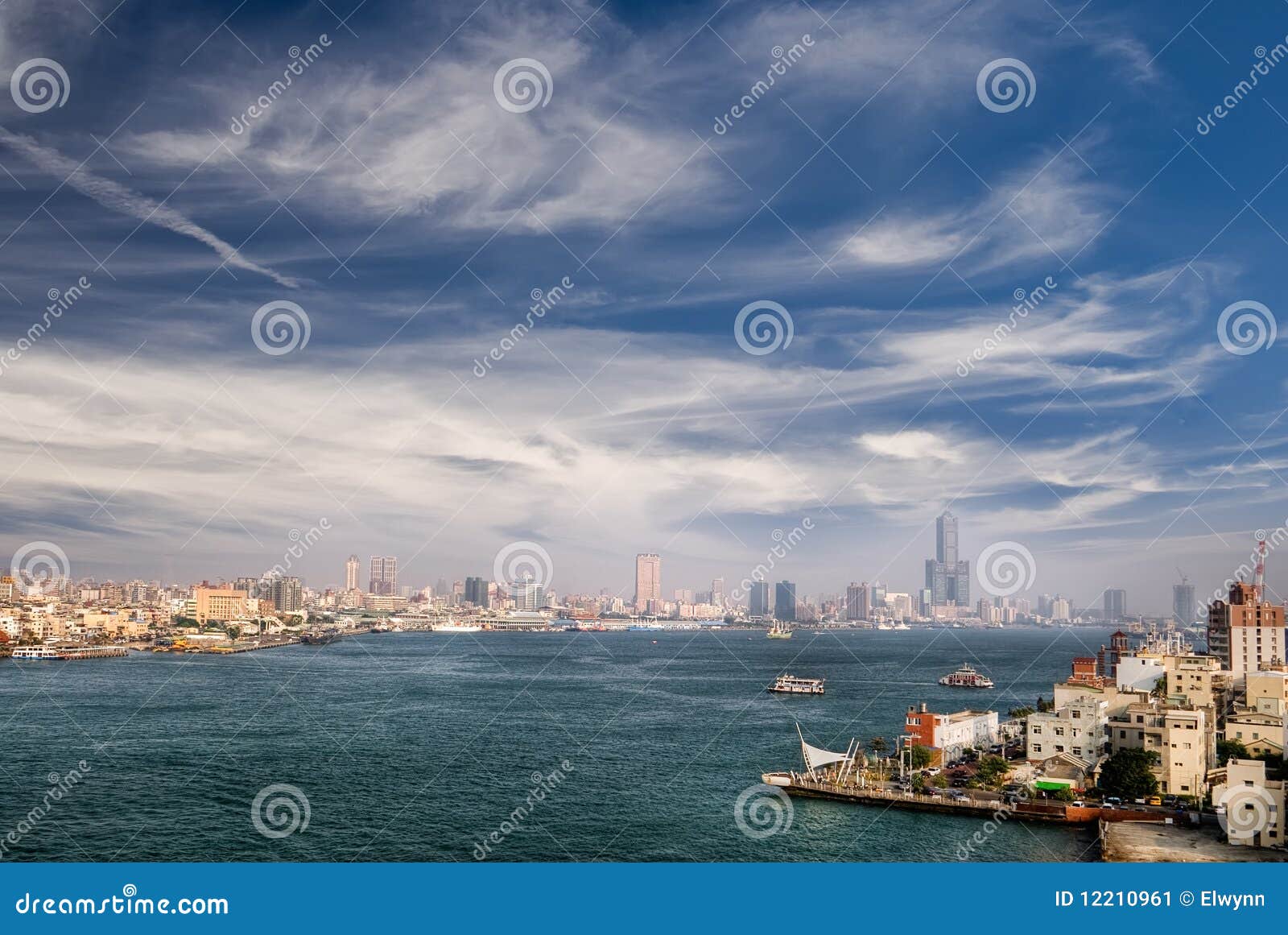 Harbor of modern city stock image. Image of boat, downtown - 12210961