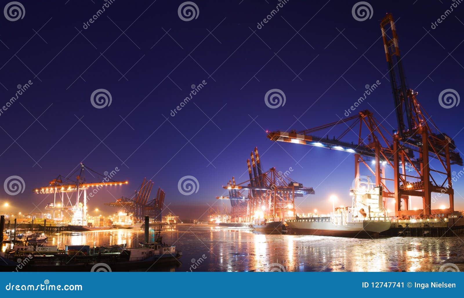 Harbor at night stock image. Image of evening, illumination - 12747741