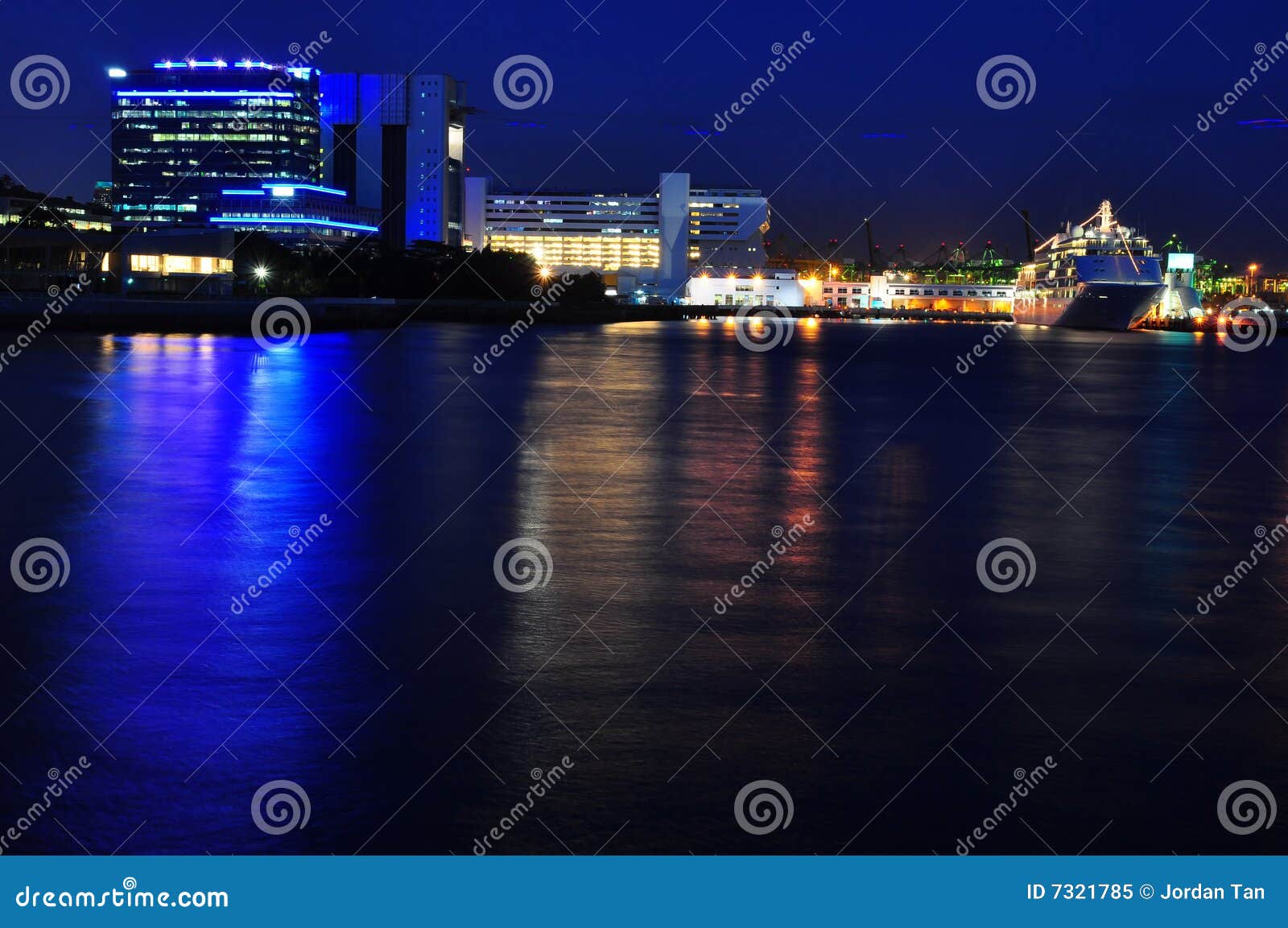 Harbor at night stock image. Image of colorful, architecture - 7321785