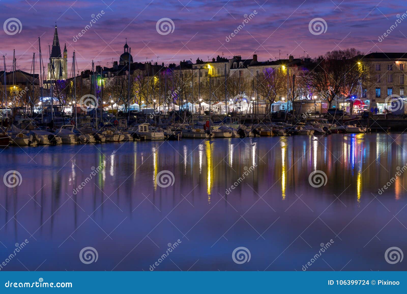 La Rochelle - Harbor by Night with Beautiful Sunset Editorial Stock ...