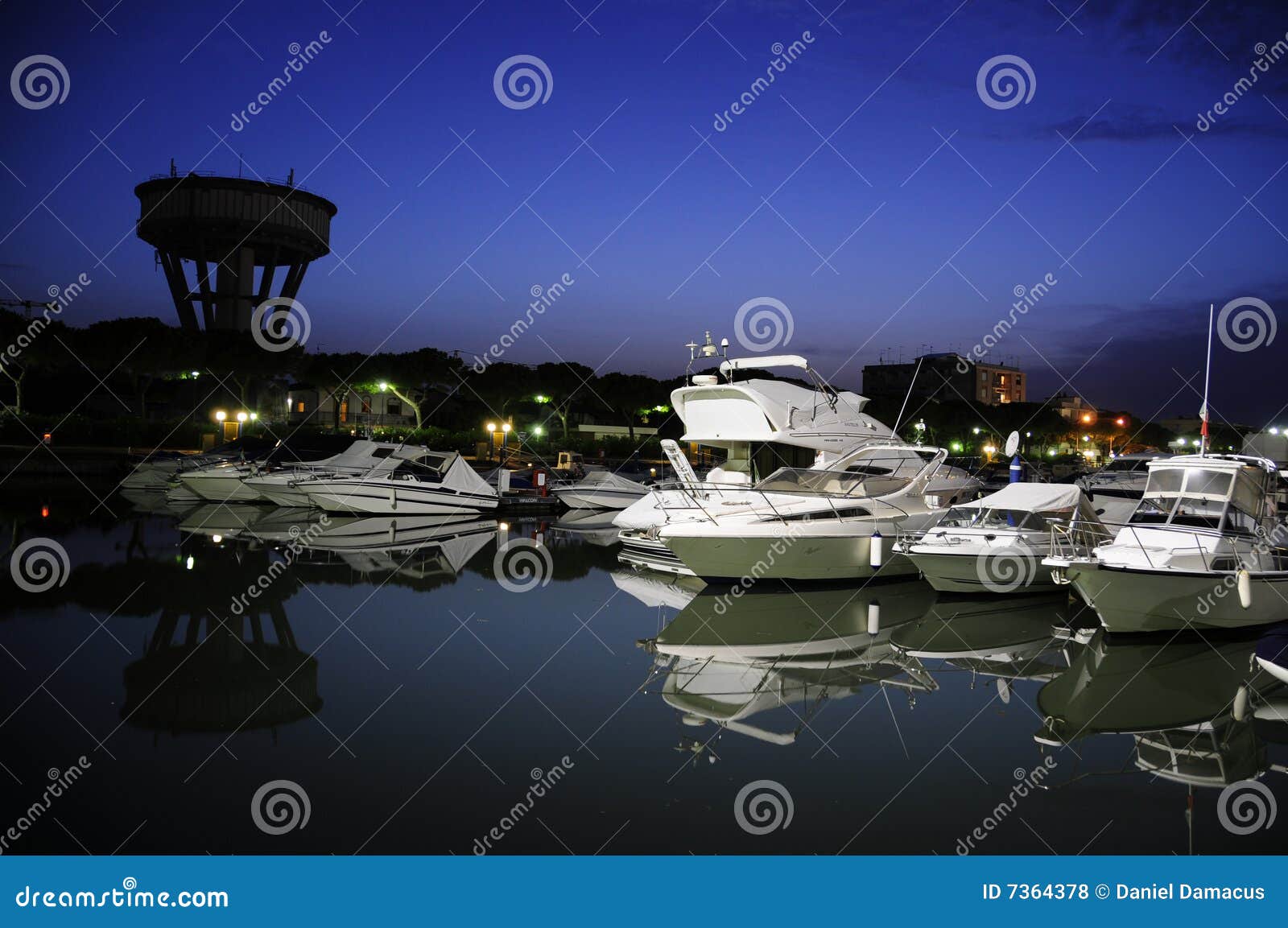 Harbor at night in Italy stock photo. Image of water, evening - 7364378