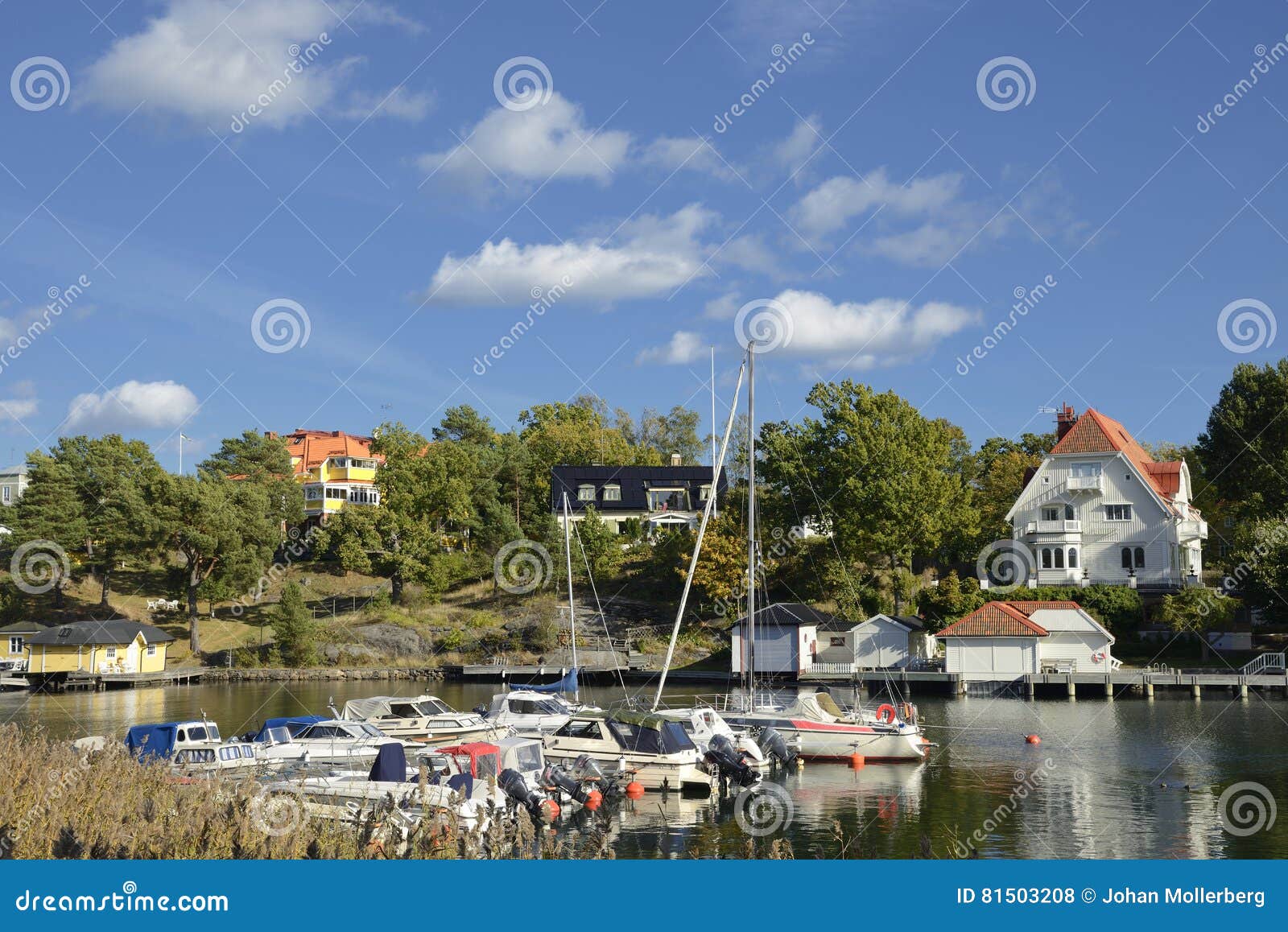 Harbor in Nynashamn stock photo. Image of place, moored - 81503208