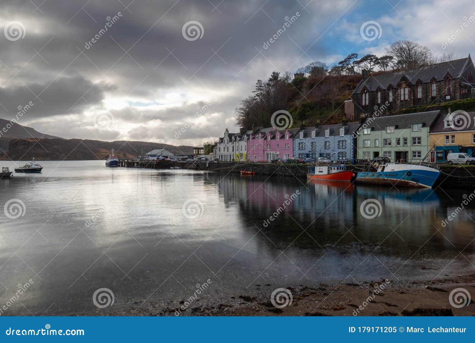 Harbor of Portree Scottish Highlands Stock Image - Image of colored ...