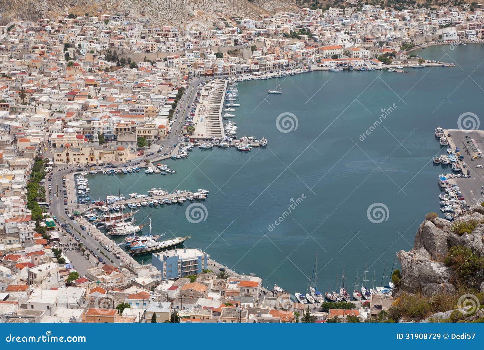 The Harbor of Pothia, Kalymnos Stock Image - Image of scenic, outdoors ...