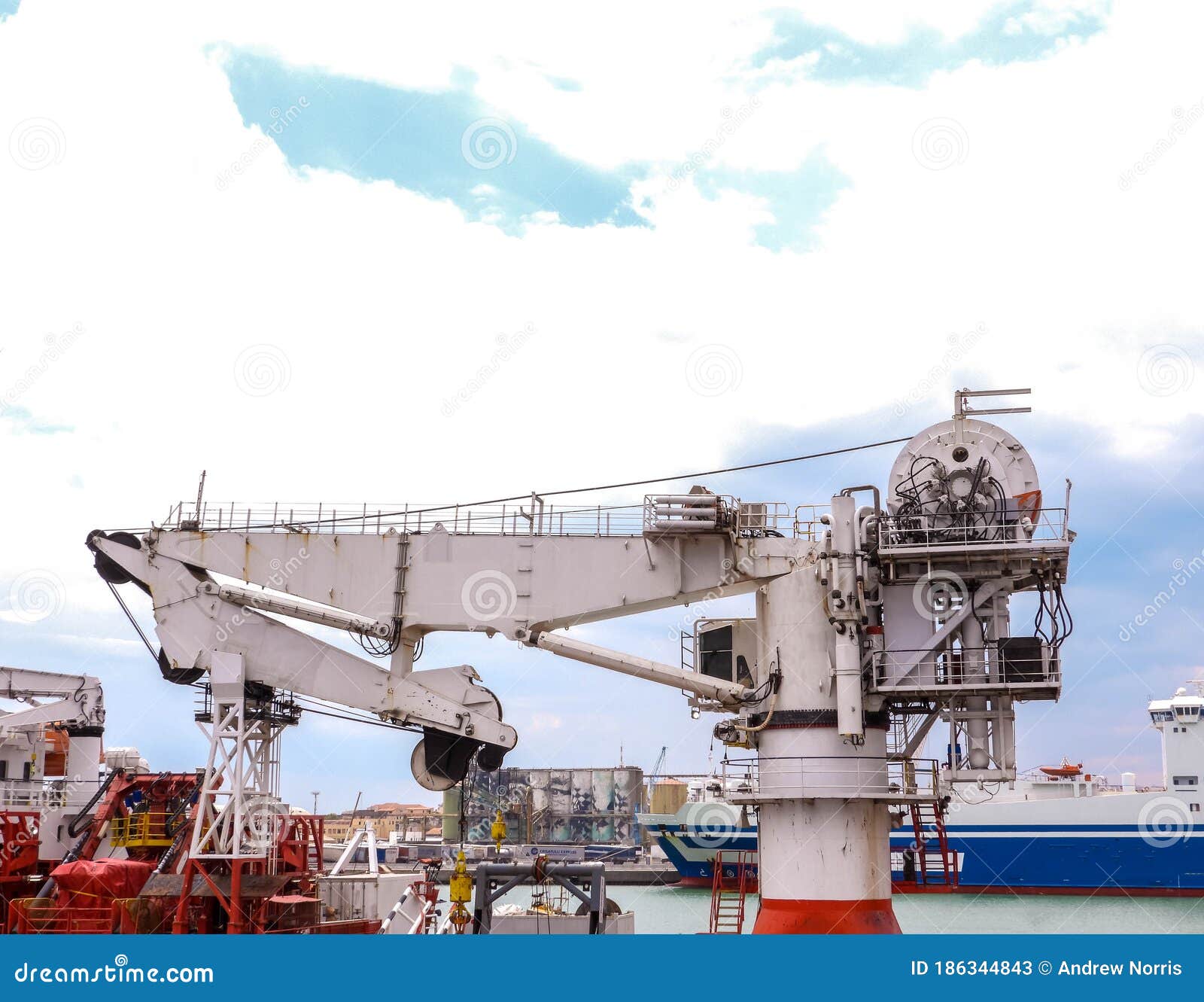 Harbor and Ship Cranes stock image. Image of heights - 186344843