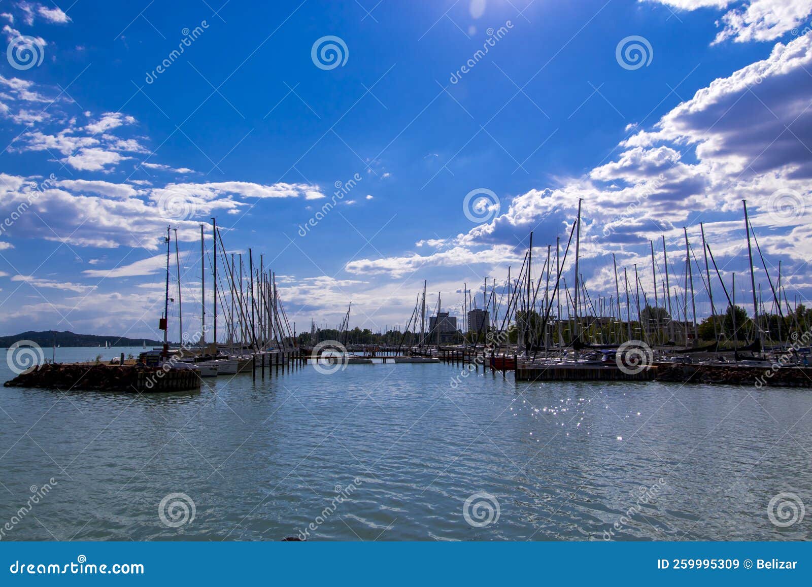Harbor and Ships in Balatonfured in Summer Editorial Stock Image ...