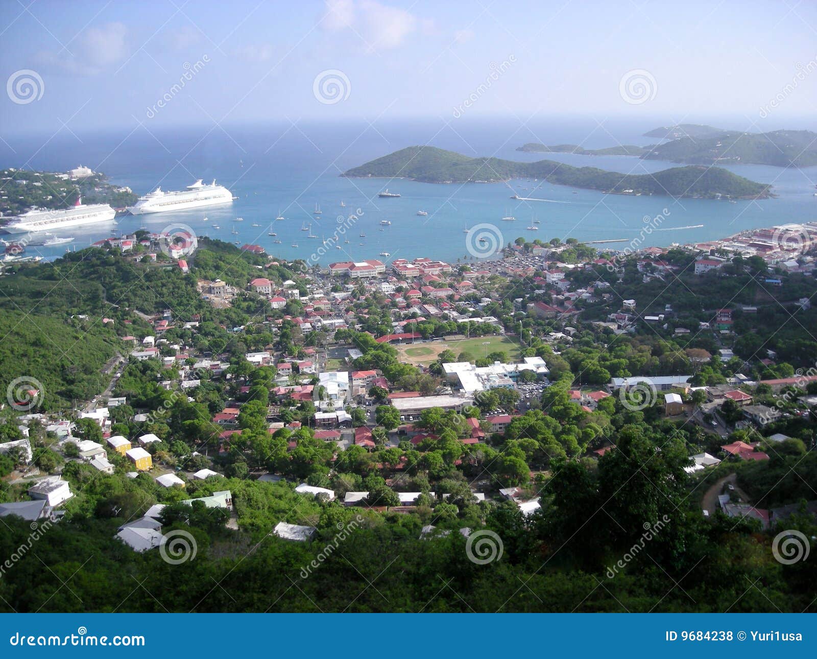 Harbor at St. Thomas Island Stock Photo - Image of vegetation, ship ...