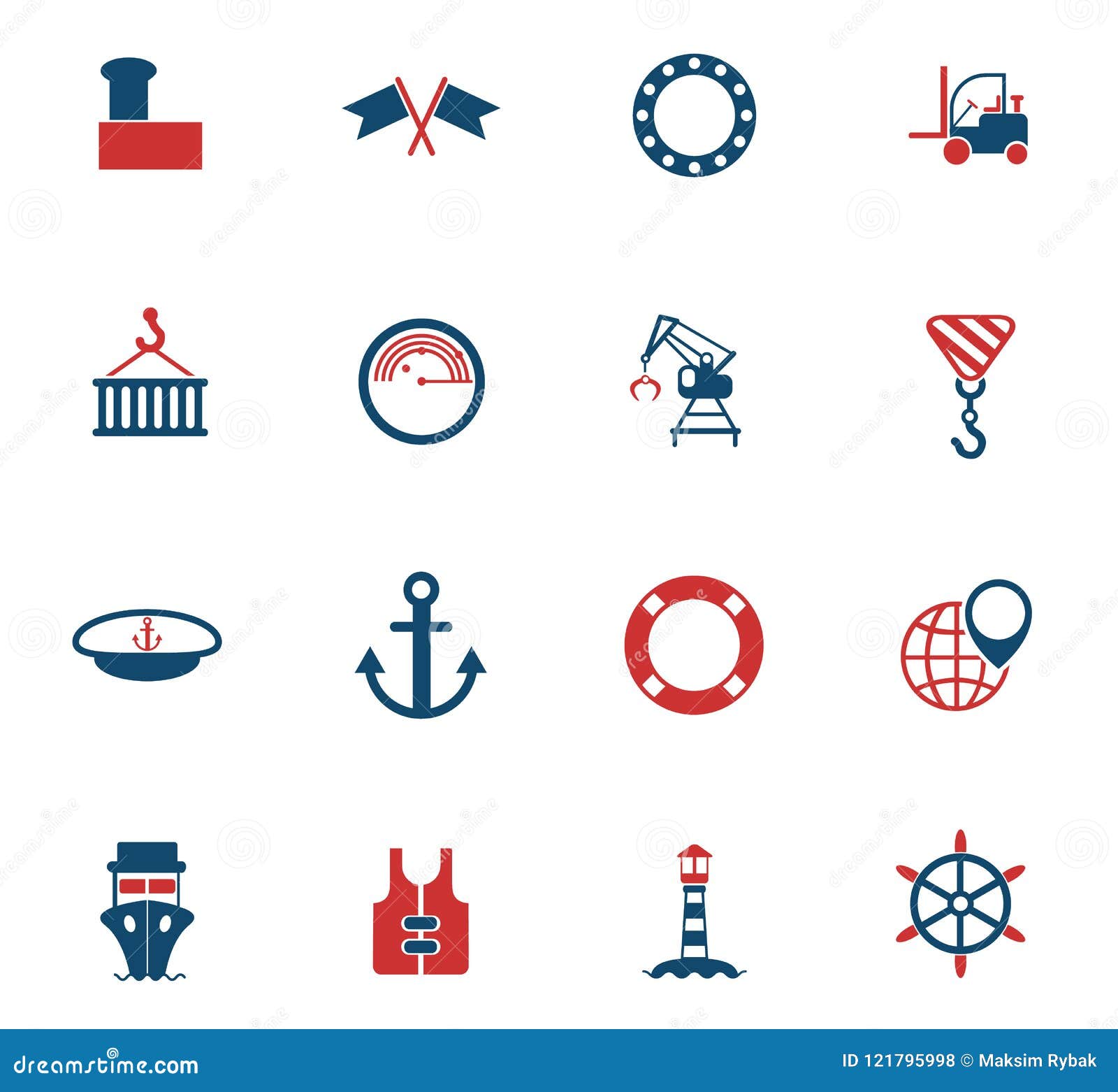 Harbor icon set stock vector. Illustration of symbol - 121795998