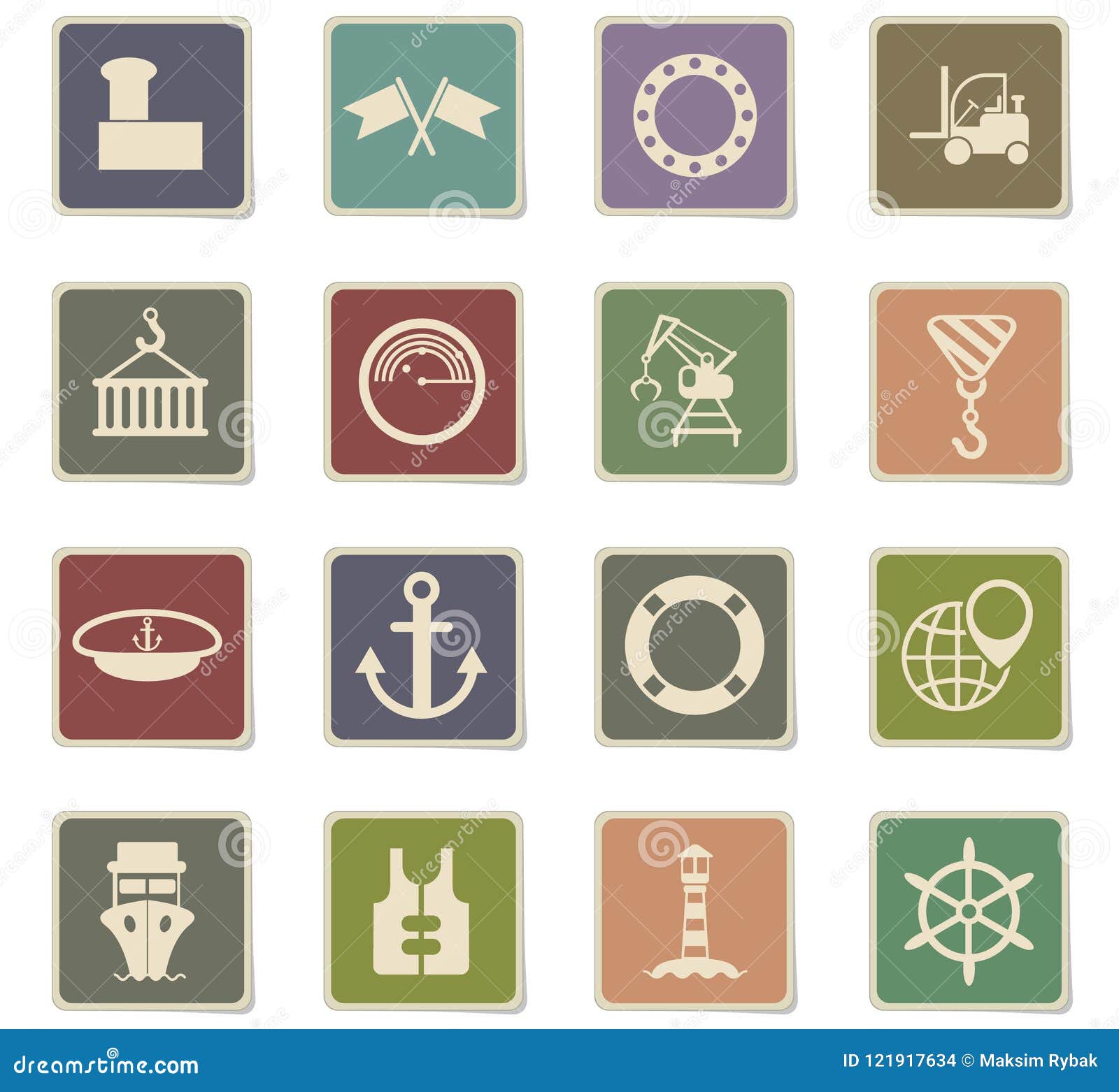 Harbor icon set stock vector. Illustration of radar - 121917634
