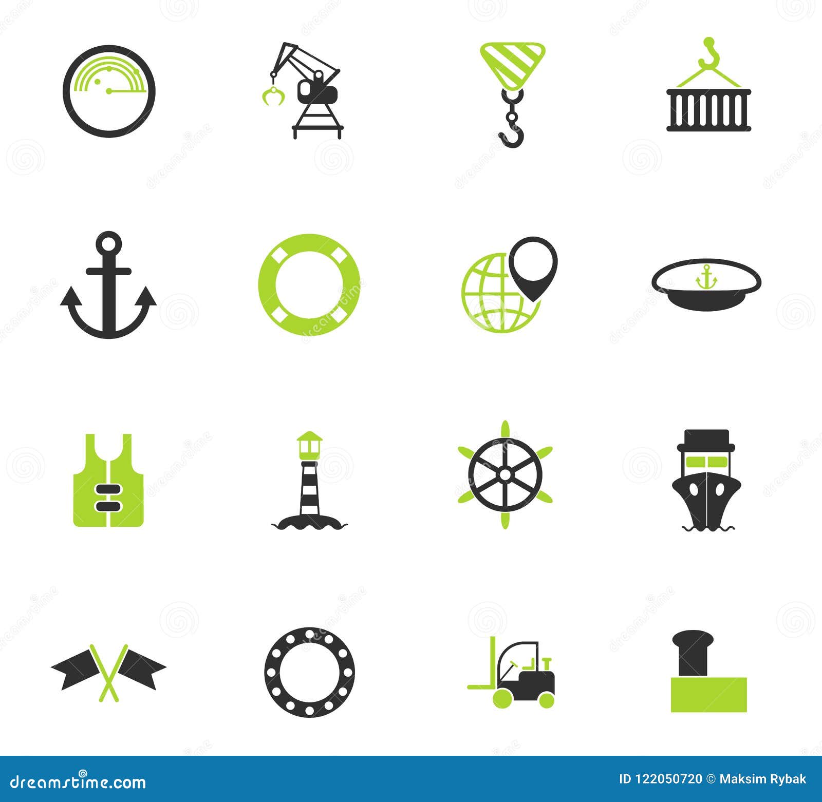 Harbor icon set stock vector. Illustration of anchor - 122050720