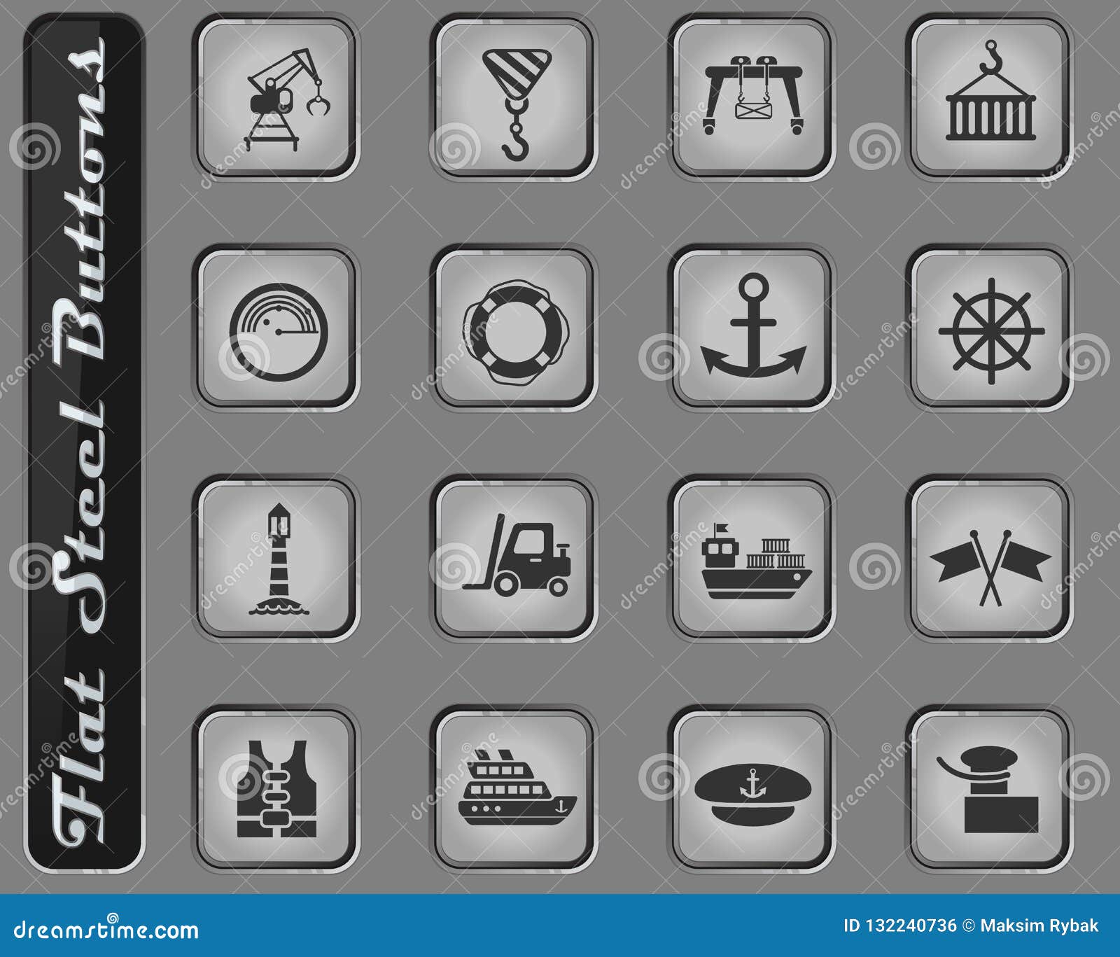 Harbor icon set stock vector. Illustration of flags - 132240736