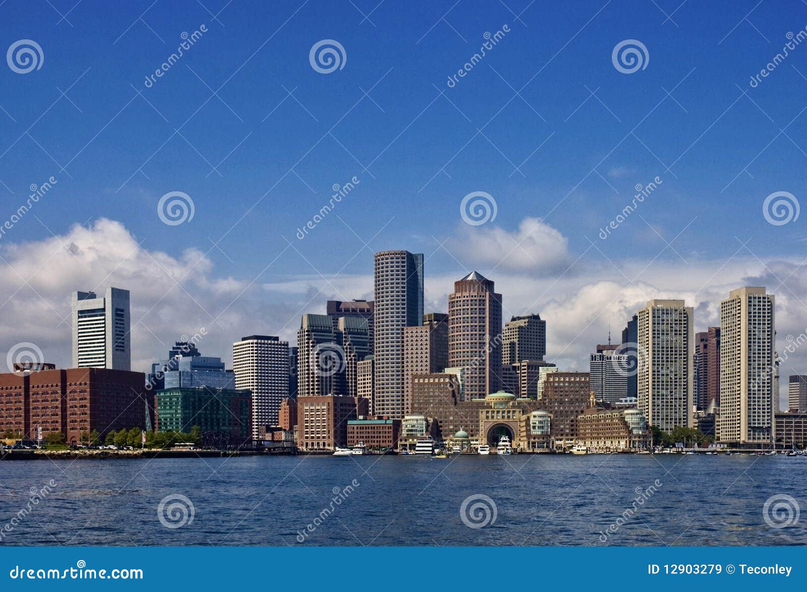 Harbor View of Downtown Boston Stock Image - Image of district, harbor ...