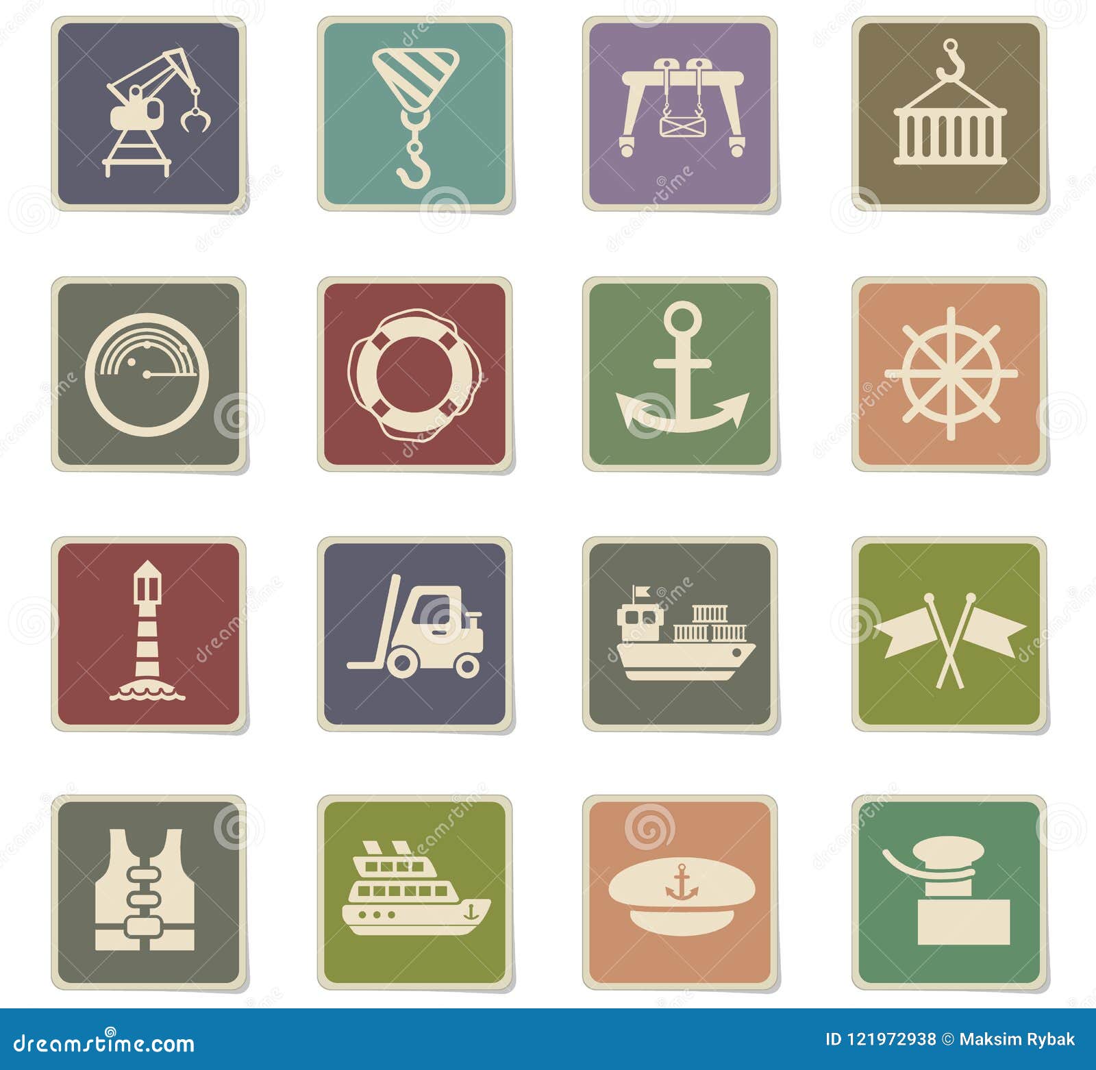 Harbor icon set stock vector. Illustration of vector - 121972938