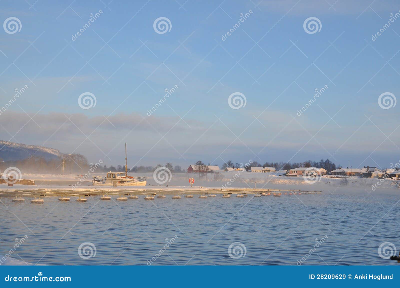 Harbor in winter stock image. Image of landscape, foggy - 28209629