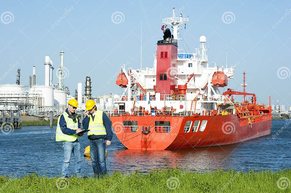 Harbor Workers stock image. Image of antennas, refinery - 14448193