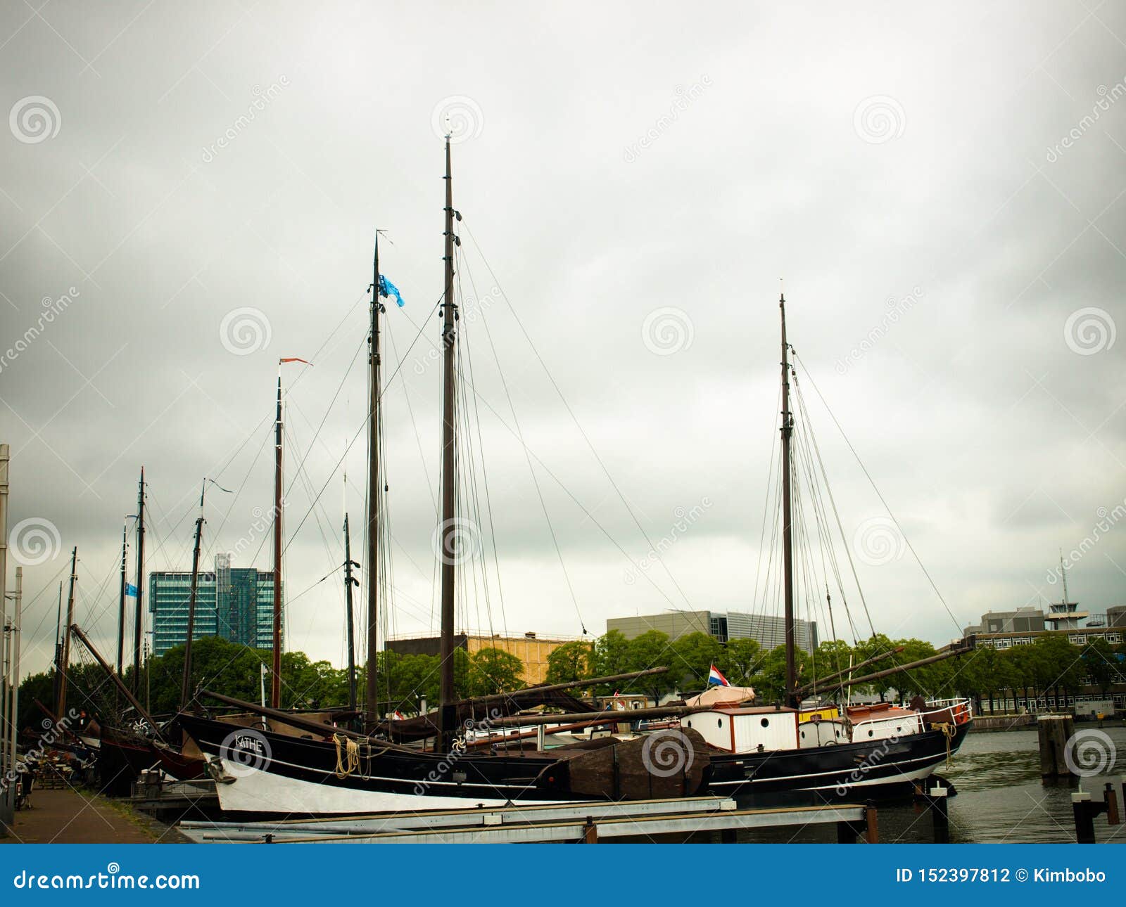 Harbor with Yachts in Amsterdam, Netherlands with Gray Clouds Editorial ...