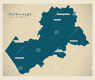 Harborough District Map - England UK Stock Vector - Illustration of ...