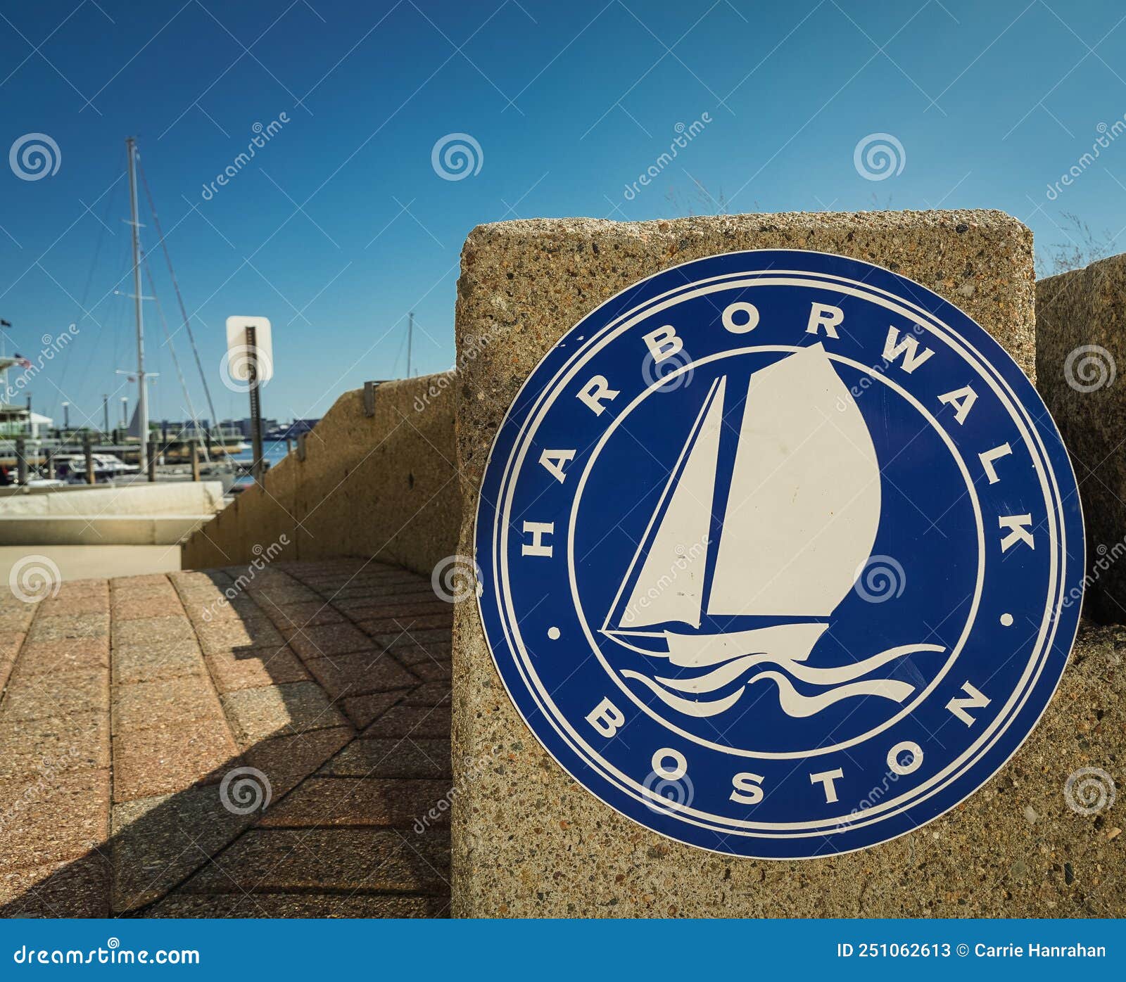 Harborwalk, Circular Boston Sign Editorial Stock Photo - Image of post ...