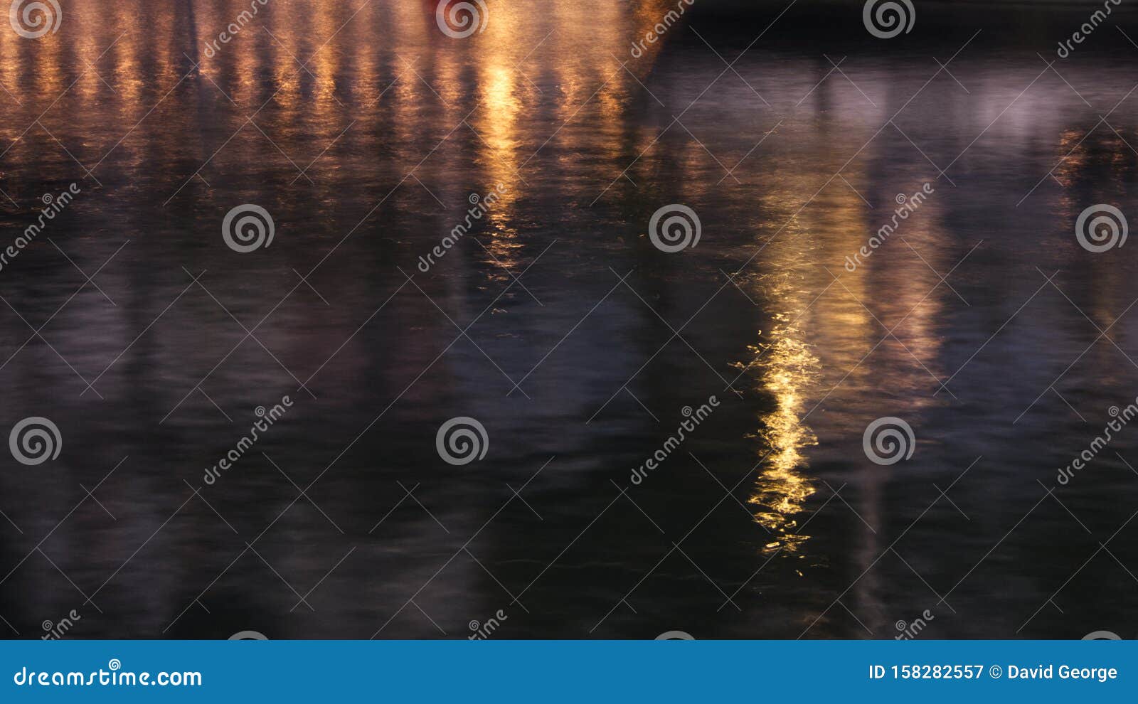 Harbour and Boat Lights Reflected in Water Stock Image - Image of ...