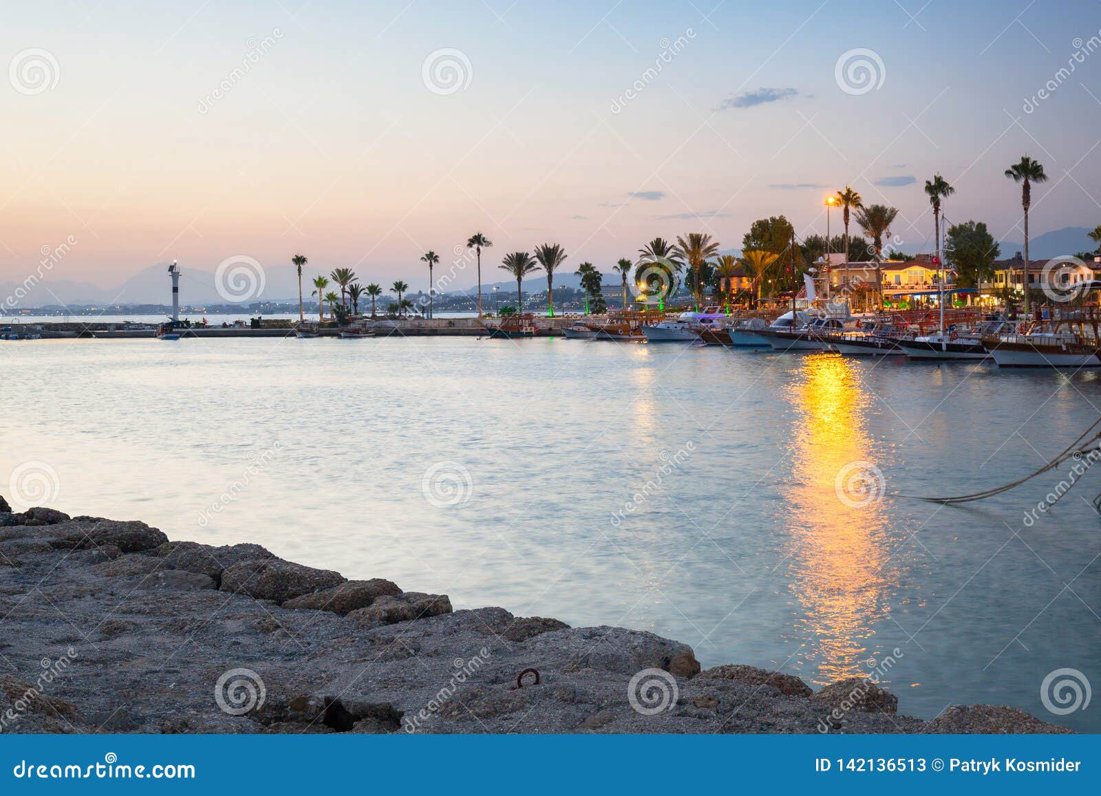The Harbour with Boats in Side at Dusk, Turkey Stock Image - Image of ...